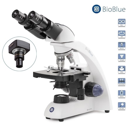 Euromex BioBlue 40X-2500X Binocular Portable Compound Microscope w/ 3MP USB 2 Digital Camera ...